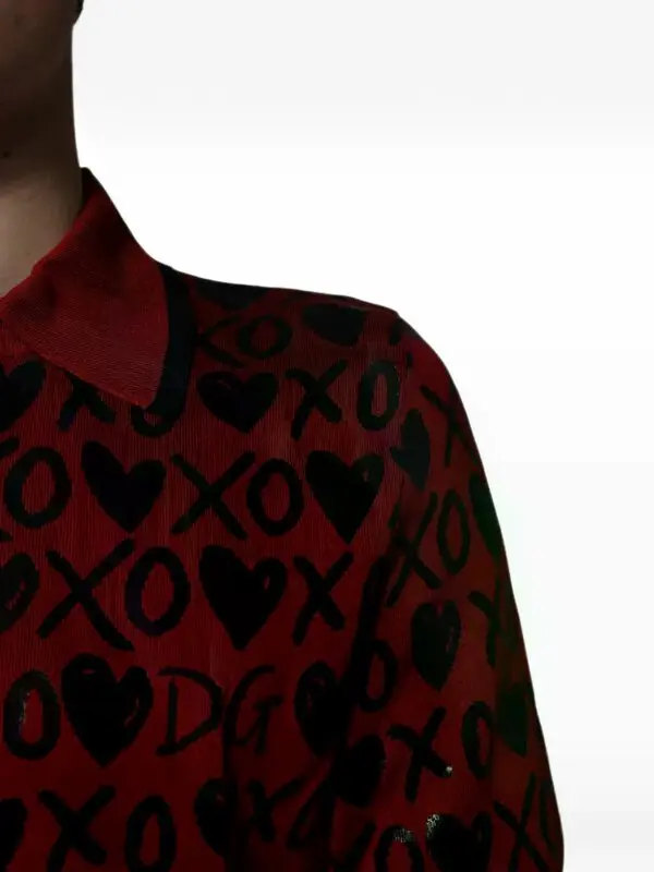 Dolce & Gabbana Heart-print Short-sleeved Polo Shirt