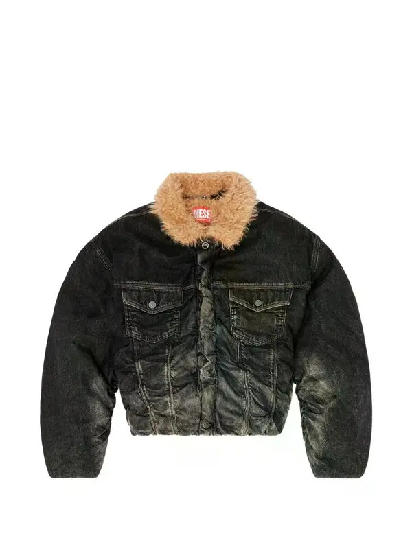 DIESEL® Ruched Denim Jacket - Black