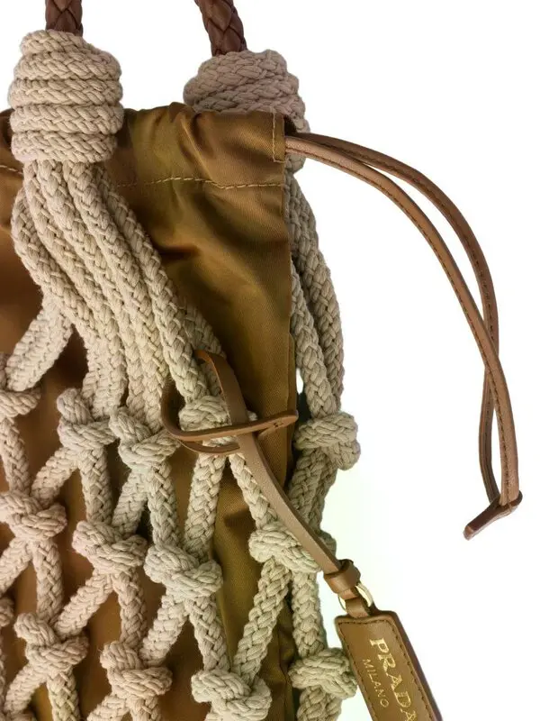 Prada Noué Medium Cotton Macramé Bag - Brown