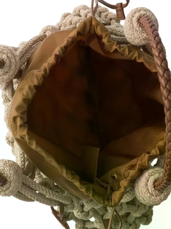 Prada Noué Medium Cotton Macramé Bag - Brown