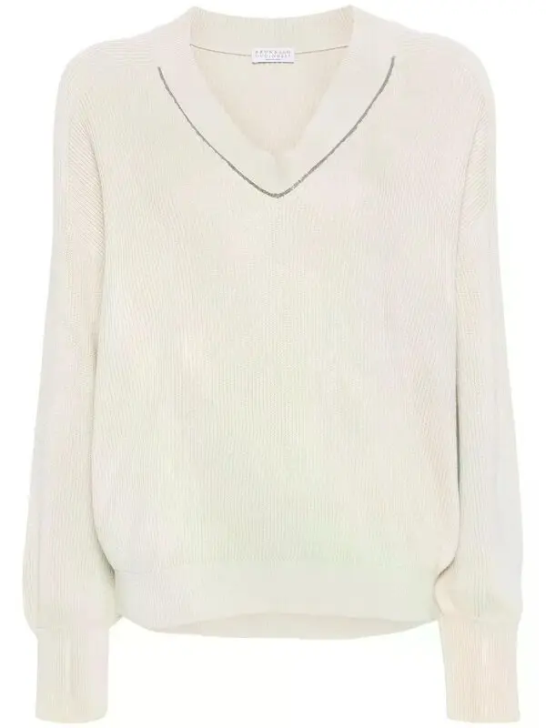 Brunello Cucinelli Monili-chain Ribbed Jumper