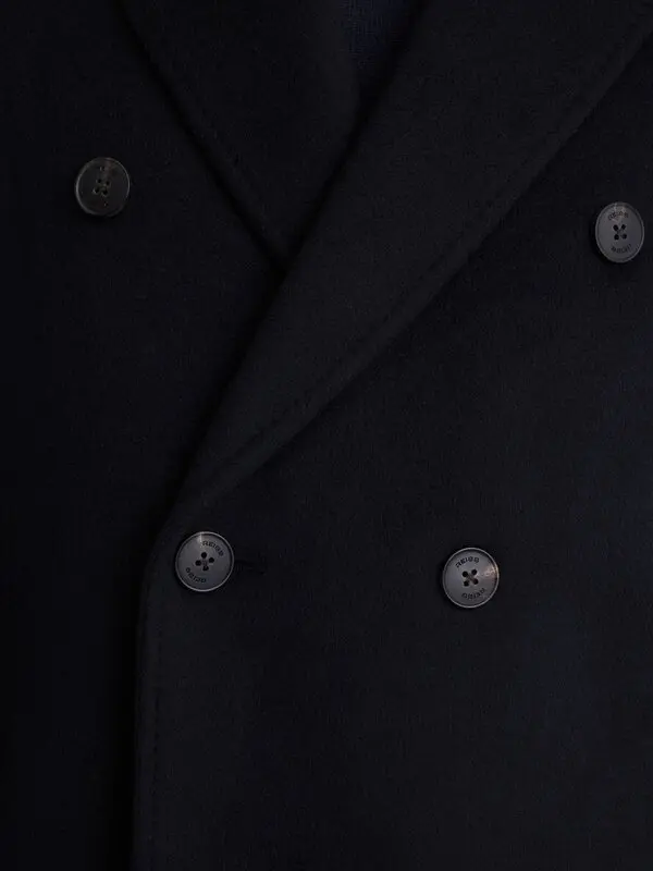 REISS Wool-blend Double-breasted Epsom Overcoat - Navy