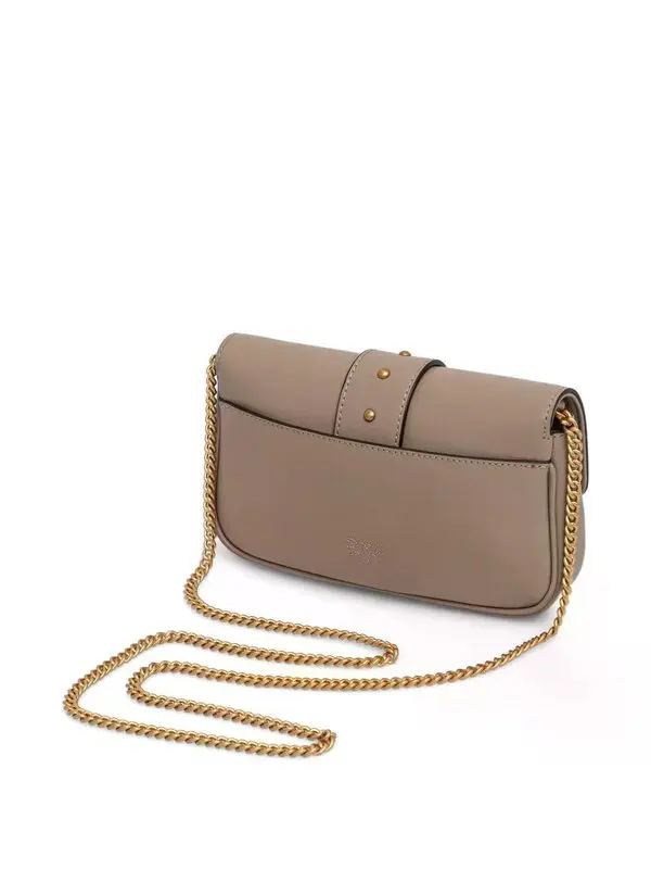 Pinko Love Birds Leather Shoulder Bag - Neutrals