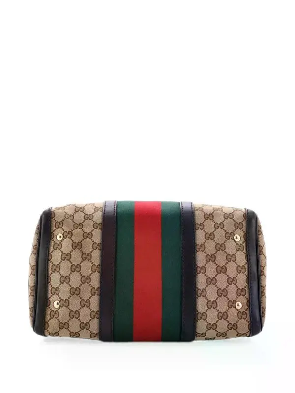Gucci Vintage Web Boston Bag Gg Canvas Medium Satchel - Brown