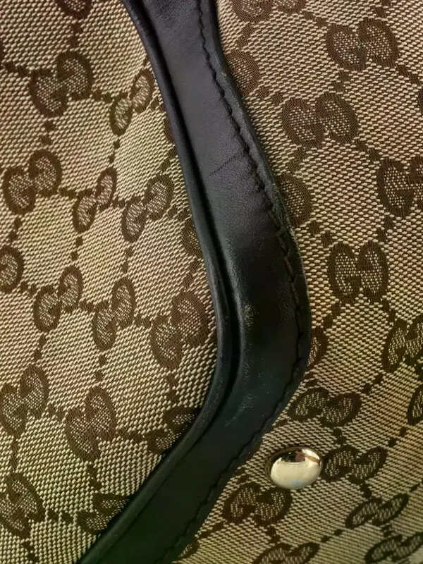 Gucci Vintage Web Boston Bag Gg Canvas Medium Satchel - Brown
