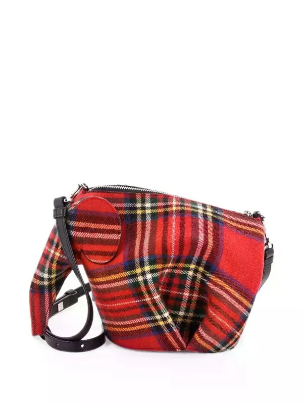 Loewe Elephant Tartan Wool And Leather Mini Crossbody Bag