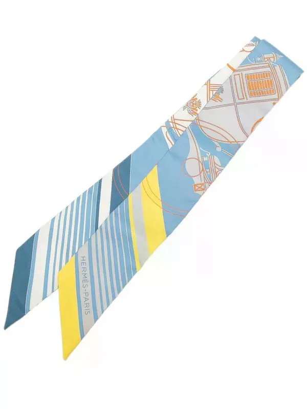 Hermès 2020-2026 Ex Libris Silk Twilly Scarf Scarves - Blue
