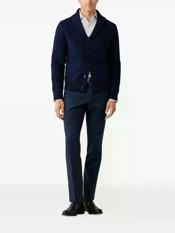 HACKETT  Cable-knit Shawl-collar Cardigan