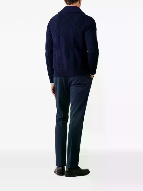 HACKETT  Cable-knit Shawl-collar Cardigan