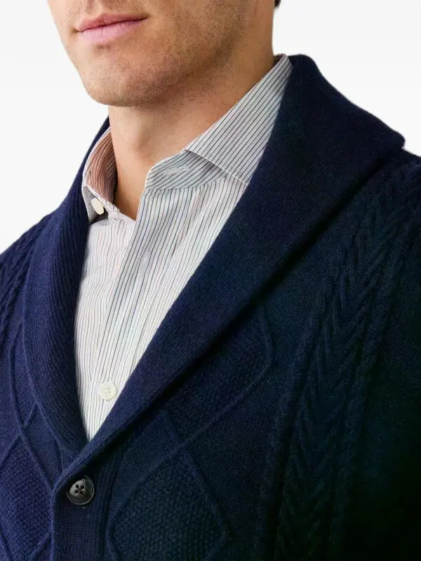HACKETT  Cable-knit Shawl-collar Cardigan