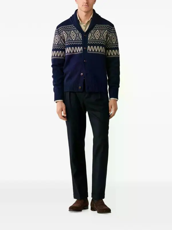 HACKETT  Fair Isle Shawl-collar Cardigan