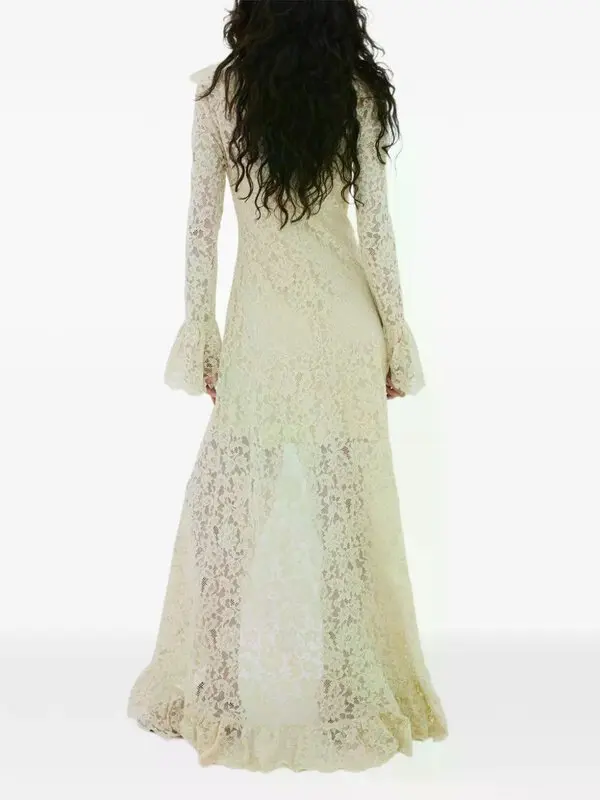 DE LA VALI Celementina Ruffled Lace Dress - Neutrals