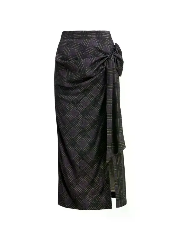 Essentiel Antwerp Checked Draped Maxi Skirt - Black