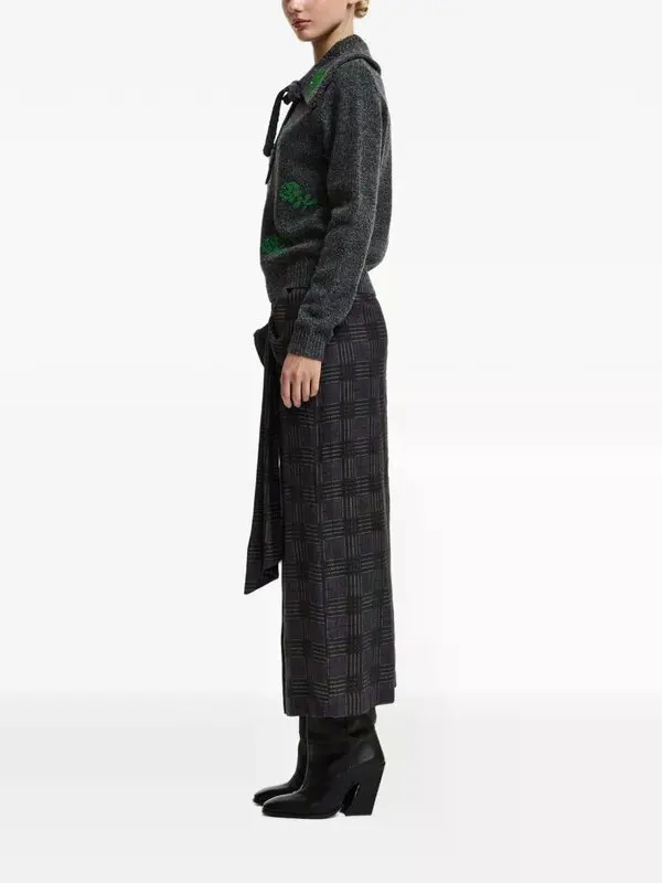Essentiel Antwerp Checked Draped Maxi Skirt