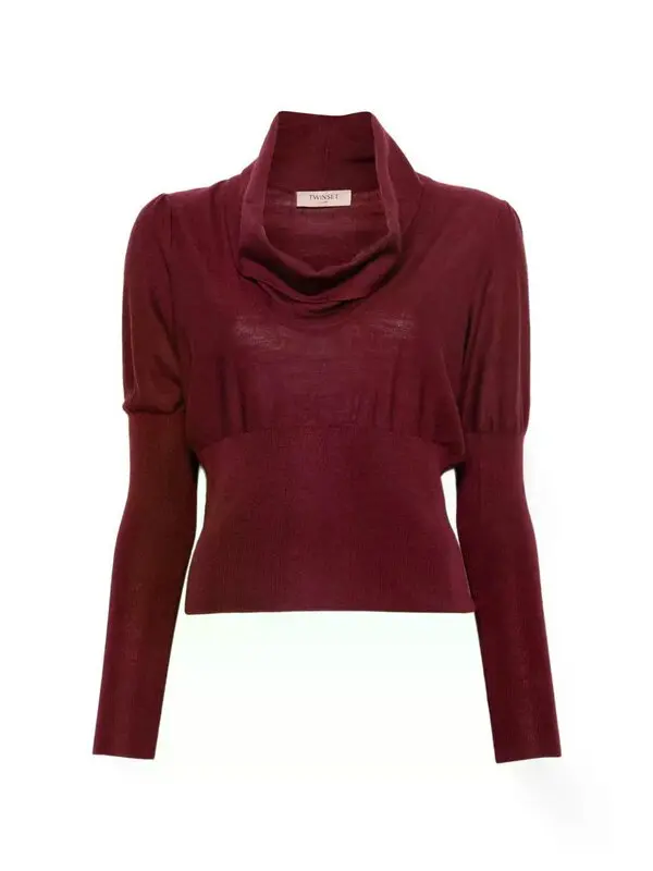 TWINSET Cowl-neck Puff-sleeve Sweater