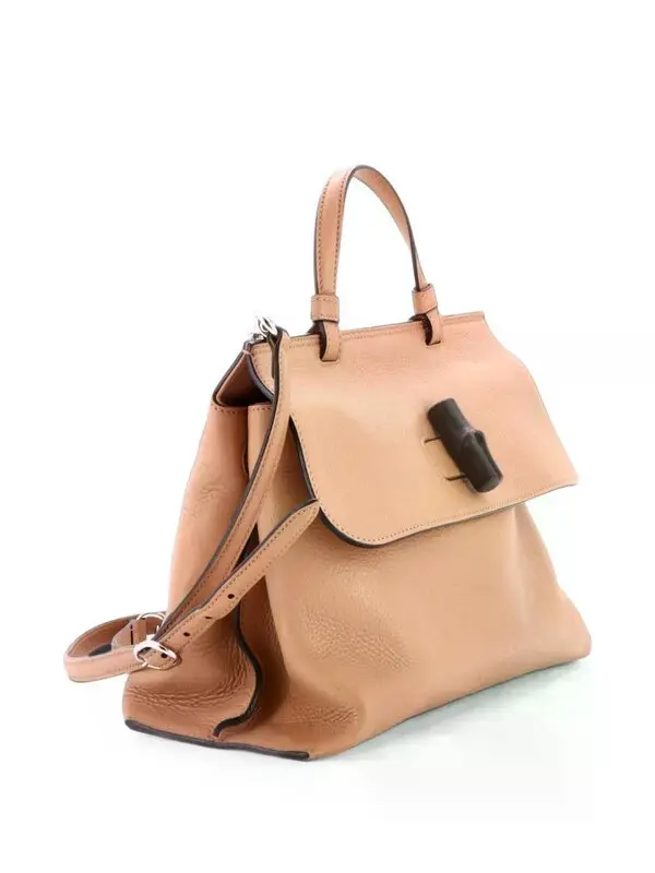 Gucci Bamboo Daily Top Handle Bag Leather Medium Satchel - Brown