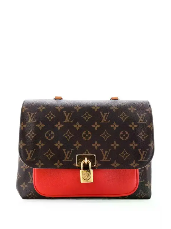 LOUIS VUITTON Marignan Handbag Monogram Canvas With Leather Shoulder Bag - Red