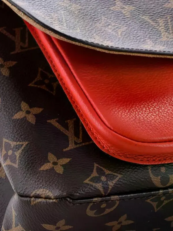 LOUIS VUITTON Marignan Handbag Monogram Canvas With Leather Shoulder Bag - Red