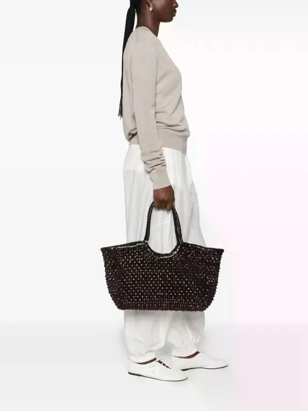 Dragon Diffusion Nantucket Cactus Woven Leather Tote Bag - Brown