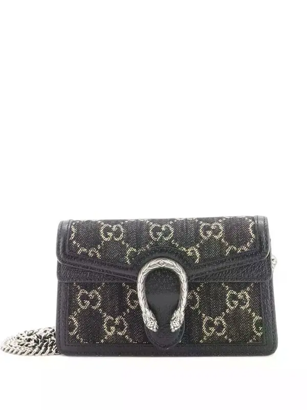 Gucci Dionysus Bag Gg Denim Super Mini Crossbody Bag - Black