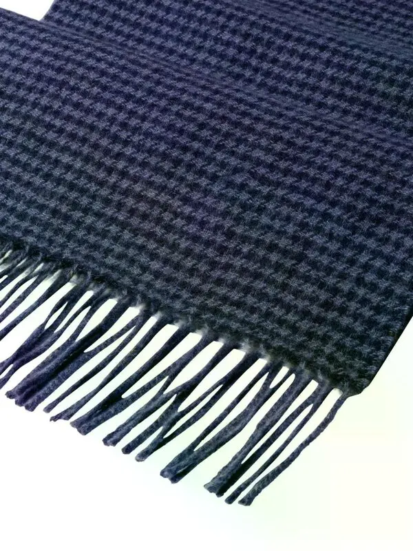 HACKETT  Houndstooth-pattern Fringed Scarf