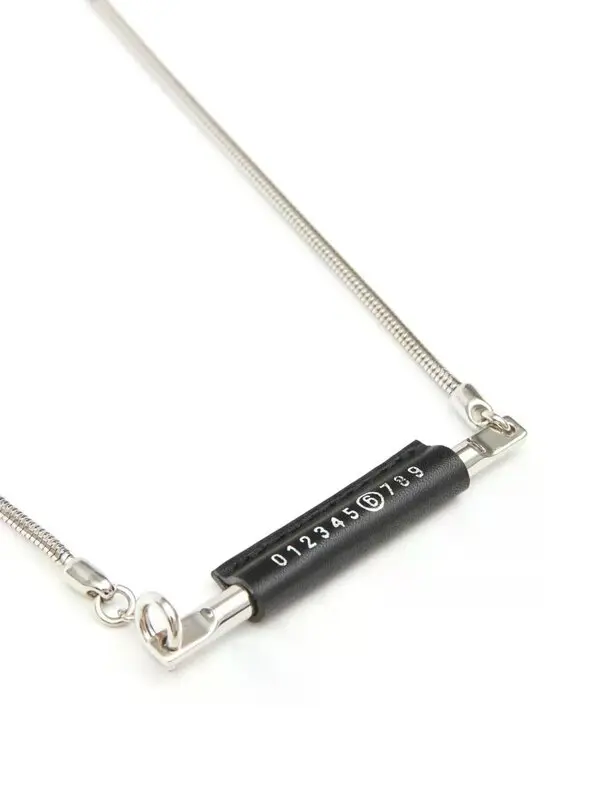 MAISON MARGIELA Number-print Leather Bar Necklace - Silver