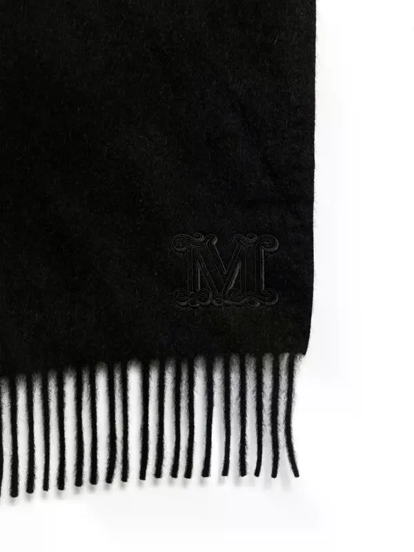 Max Mara Clara Monogram-embroidered Fringed Scarf