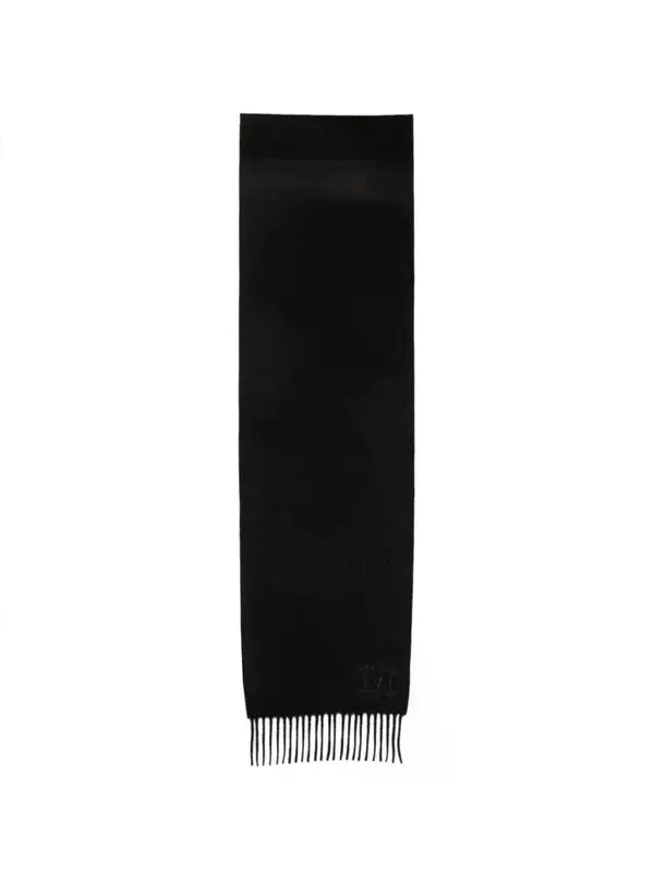 Max Mara Clara Monogram-embroidered Fringed Scarf - Black