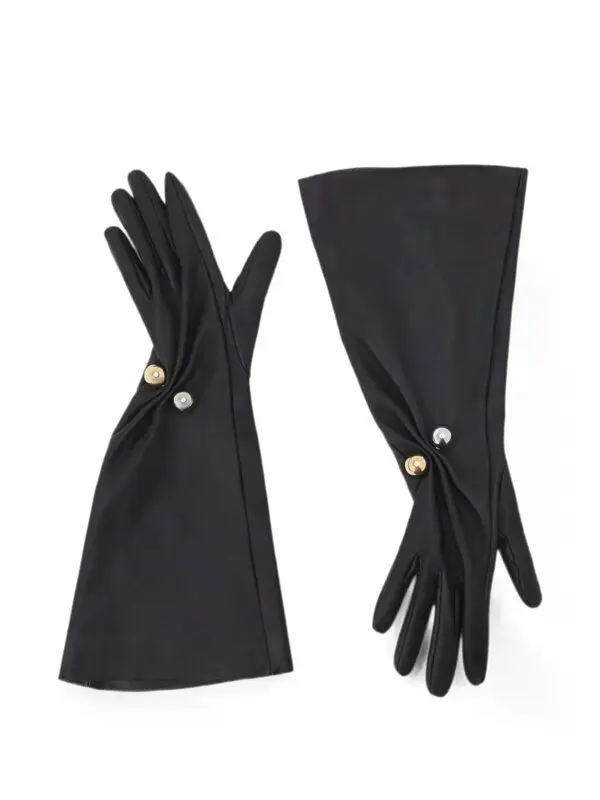 LANVIN Bead-embellished Leather Gloves - Black