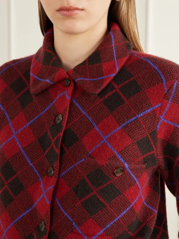 Guest In Residence Dylan Checked Cashmere Cardigan