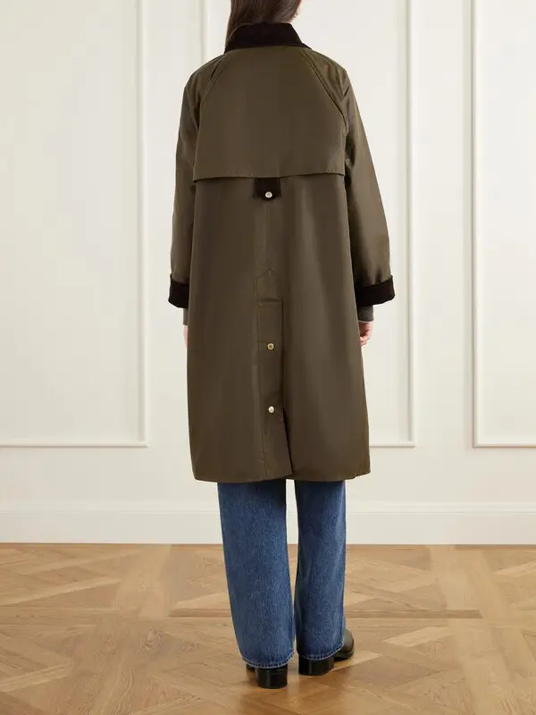 Barbour Kirklees Corduroy-trimmed Waxed Cotton Jacket