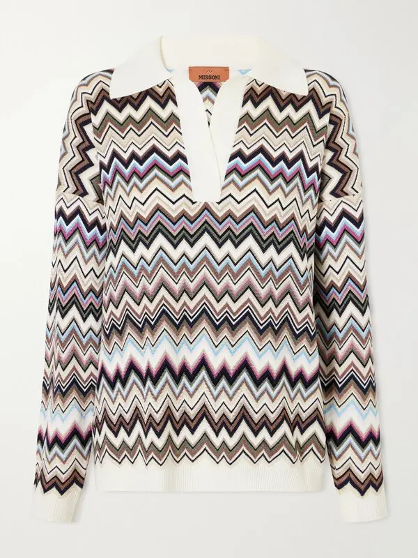 Missoni Striped Knitted Polo Sweater