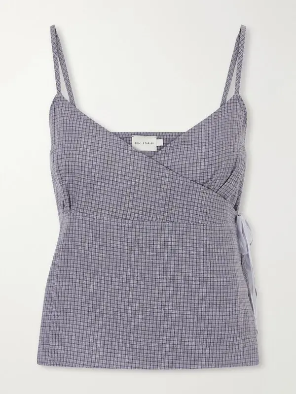 DEIJI STUDIOS Wrapping Micro-check Linen Top