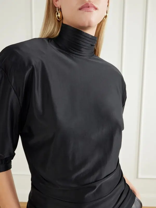 Rabanne Stretch-satin Turtleneck Blouse