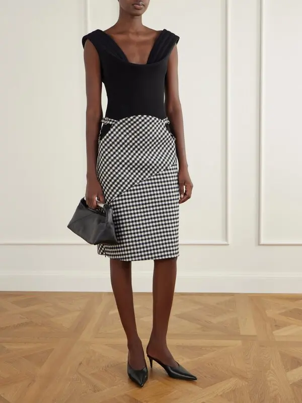 JEAN PAUL GAULTIER Checked Wool-blend Midi Skirt