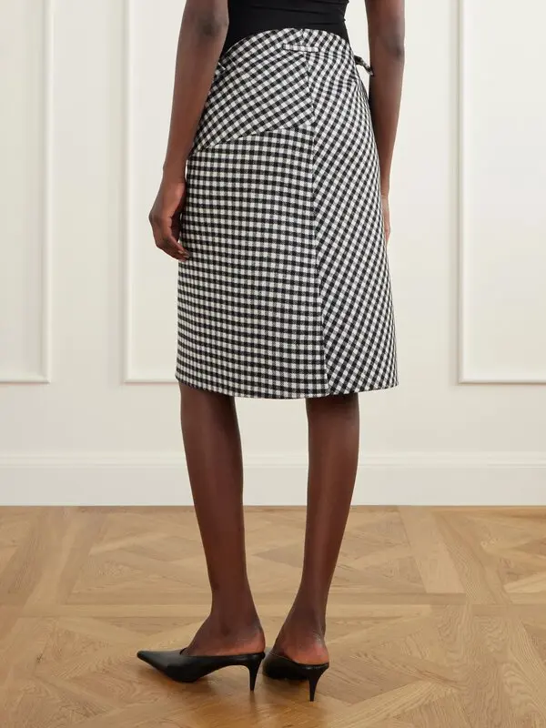 JEAN PAUL GAULTIER Checked Wool-blend Midi Skirt