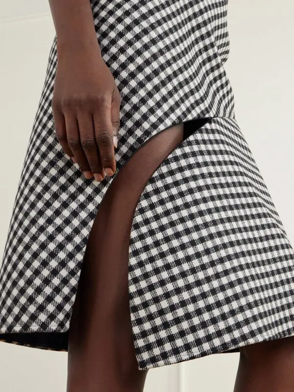 JEAN PAUL GAULTIER Checked Wool-blend Midi Skirt