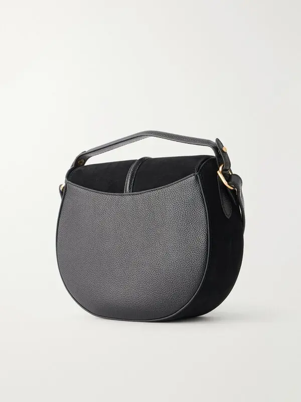 DEMELLIER The Siena Leather-trimmed Suede Shoulder Bag - Black