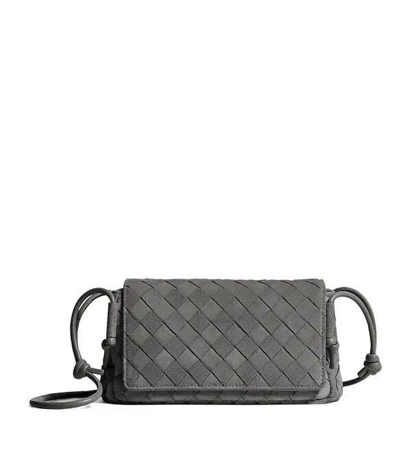Bottega Veneta Suede Notturno Cross-body Bag - Grey