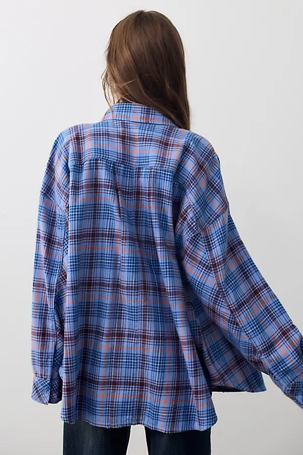 We The Free Elisson Plaid Top At - Blue Combo