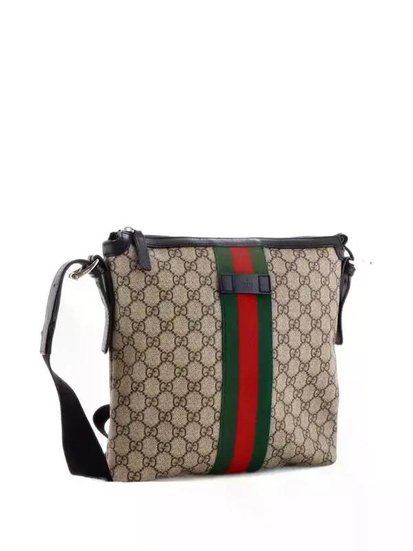 Gucci Web Messenger Bag Gg Coated Canvas Medium Crossbody Bag