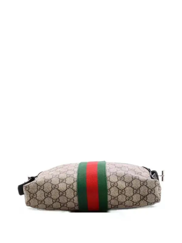 Gucci Web Messenger Bag Gg Coated Canvas Medium Crossbody Bag
