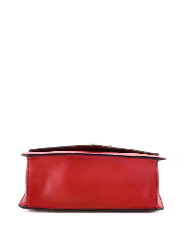 Prada Envelope Flap Chain Shoulder Bag Saffiano Leather Small Crossbody Bag - Red