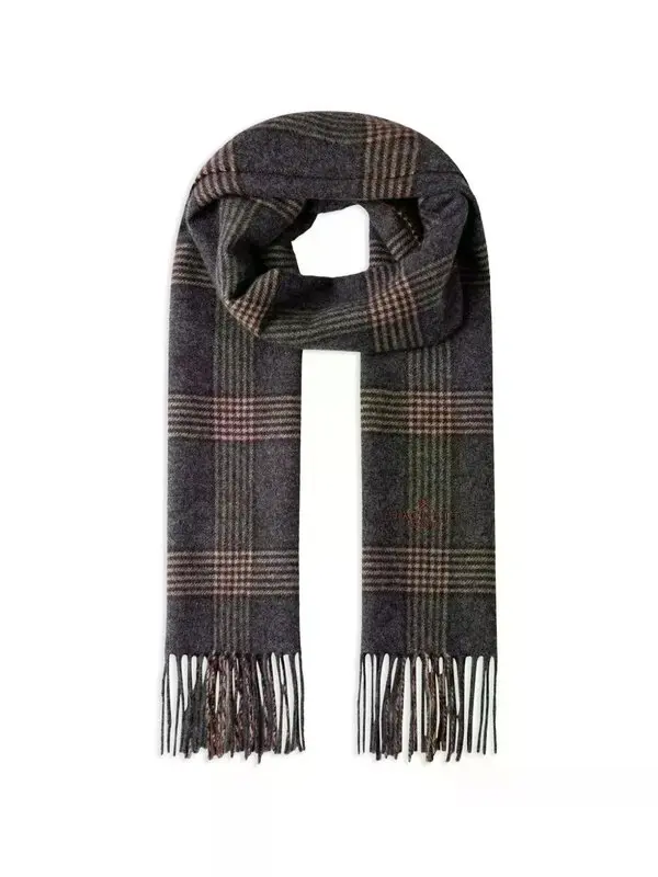 HACKETT  Plaid Logo-embroidered Scarf - Grey