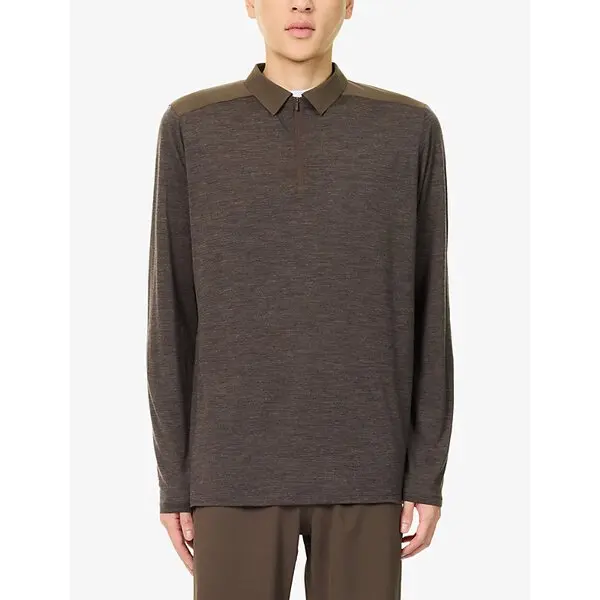 Veilance Contrast Frame Polo Wool-blend Top