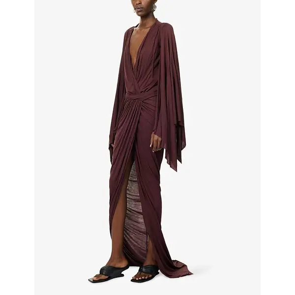 Rick Owens Flag-sleeves Wrap-round Jersey Gown