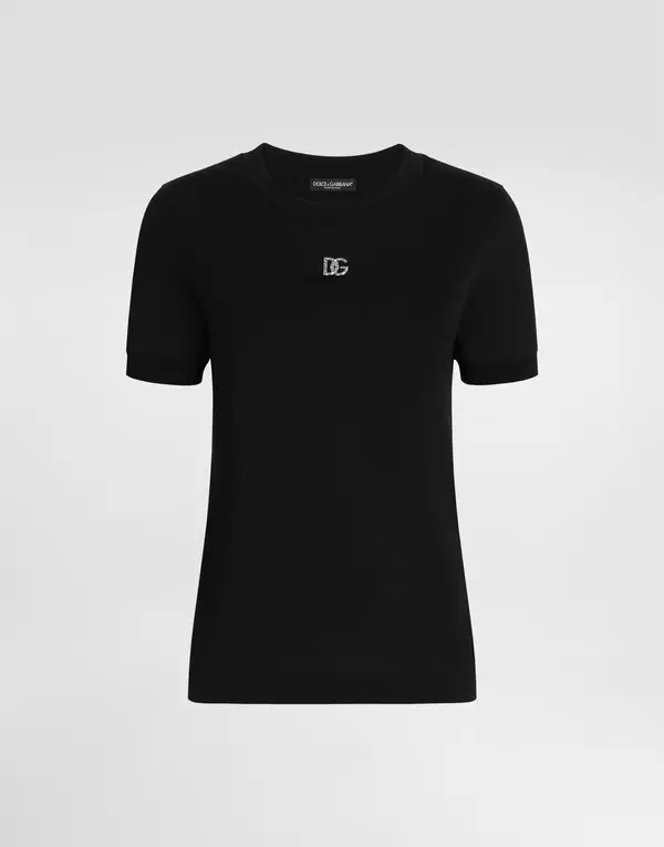 Dolce & Gabbana Cotton T-shirt With Logo T-shirts And Sweatshirts Cotton - Black