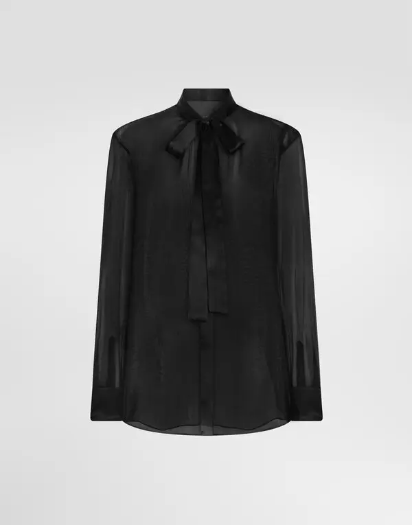 Dolce & Gabbana Silk Chiffon Shirt With Pussy-bow Shirts And Tops Silk - Black
