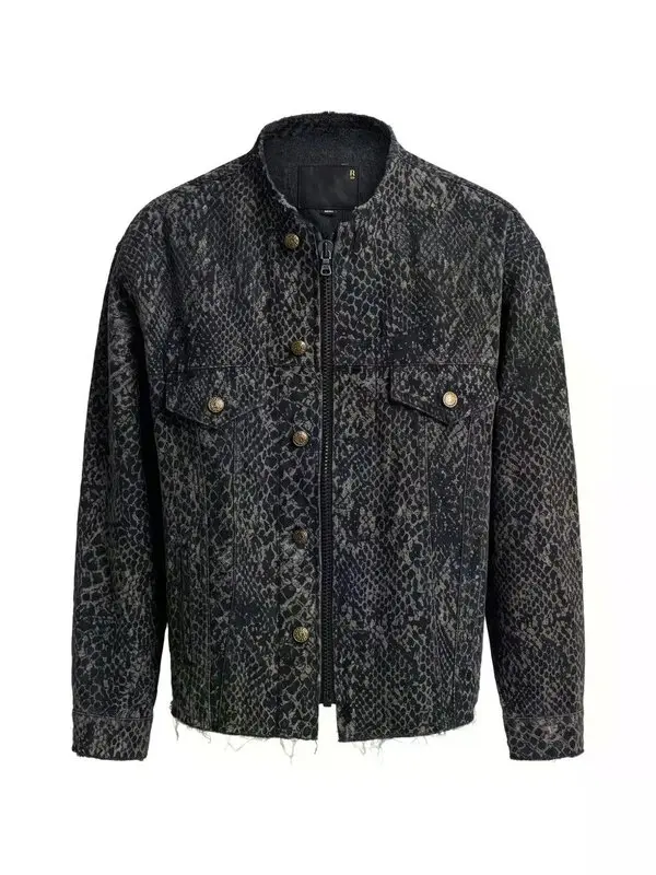 R13 Snake-jacquard Collarless Jacket