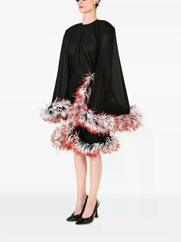 ROWEN ROSE Feather-trim Georgette Top